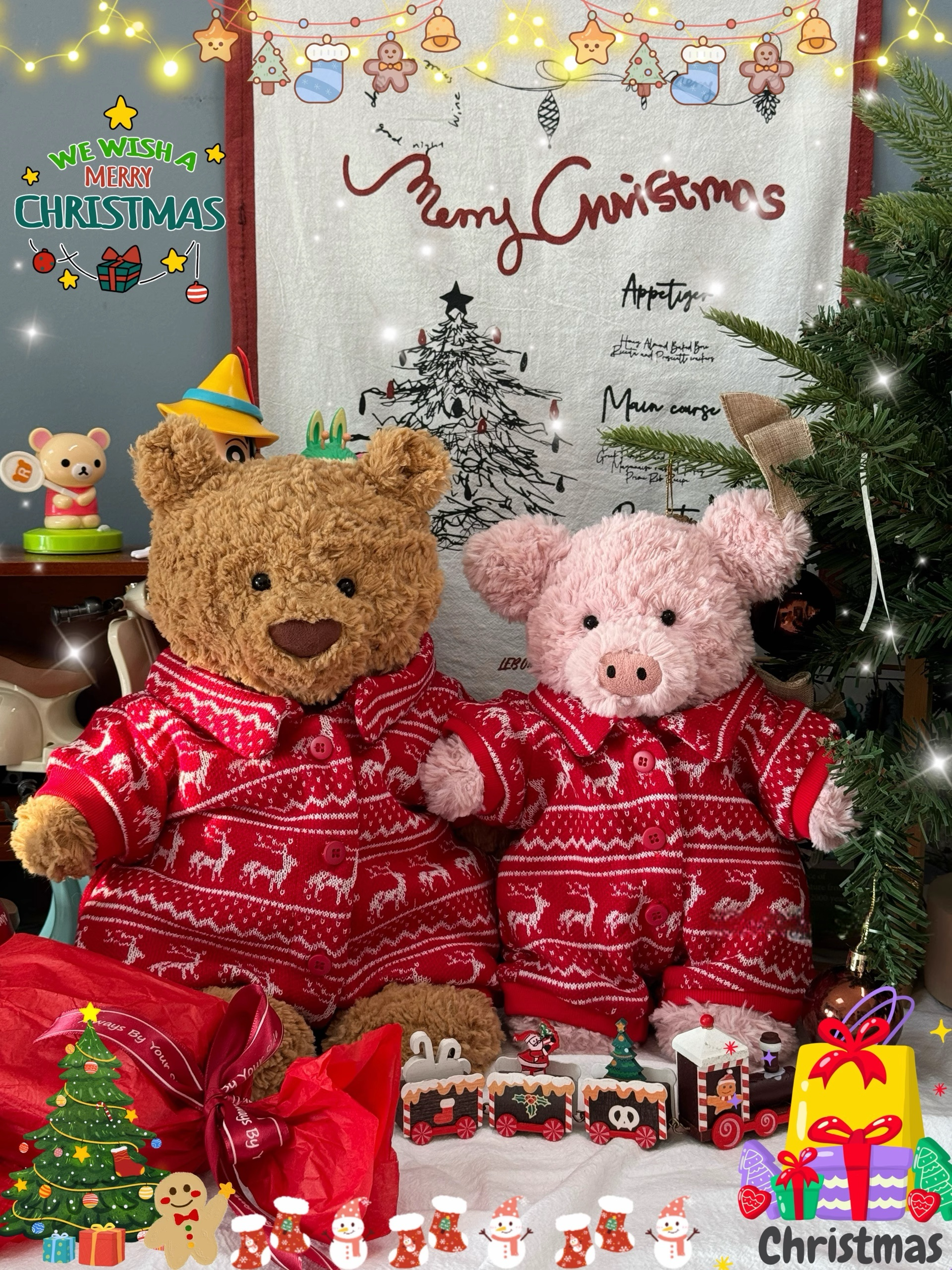 Bartholomew bear cute clothes outfits - Christmas red pajamas ...